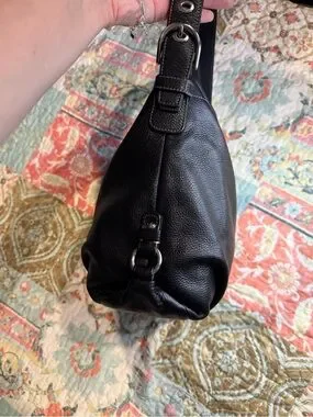 Coach | Bags | Coach F564 Black Leather Duffle Pebbled Crossbody Hobo ...